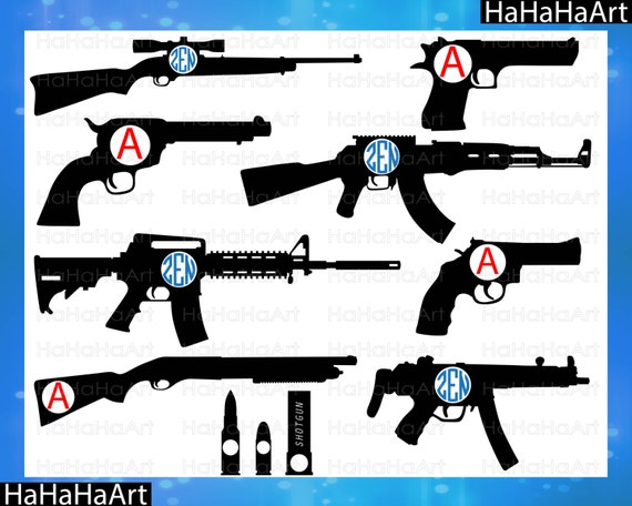 Circle Guns Monogram Cutting Files Svg Png Jpg Eps Dxf | Etsy