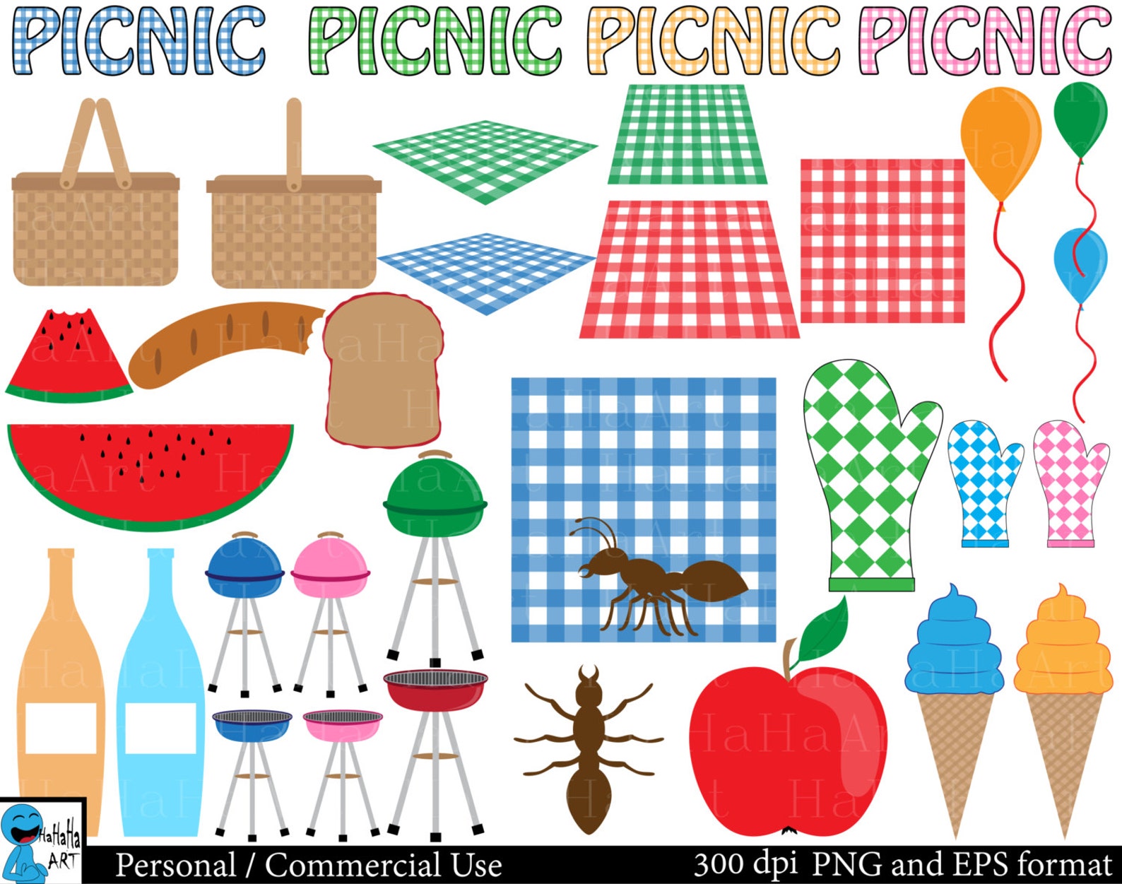 Picnic Set Clipart Digital Clip Art Graphics Personal - Etsy