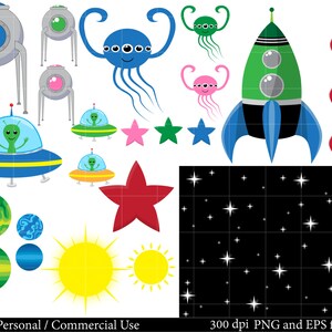 Space Set Clipart - Digital Clip Art Graphics Personal Commercial Use ...
