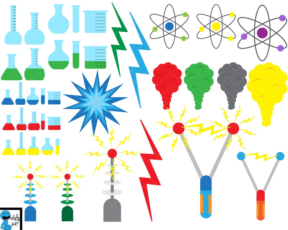 Cool scientist and laboratory Set Clipart Digital Clip Art | Etsy