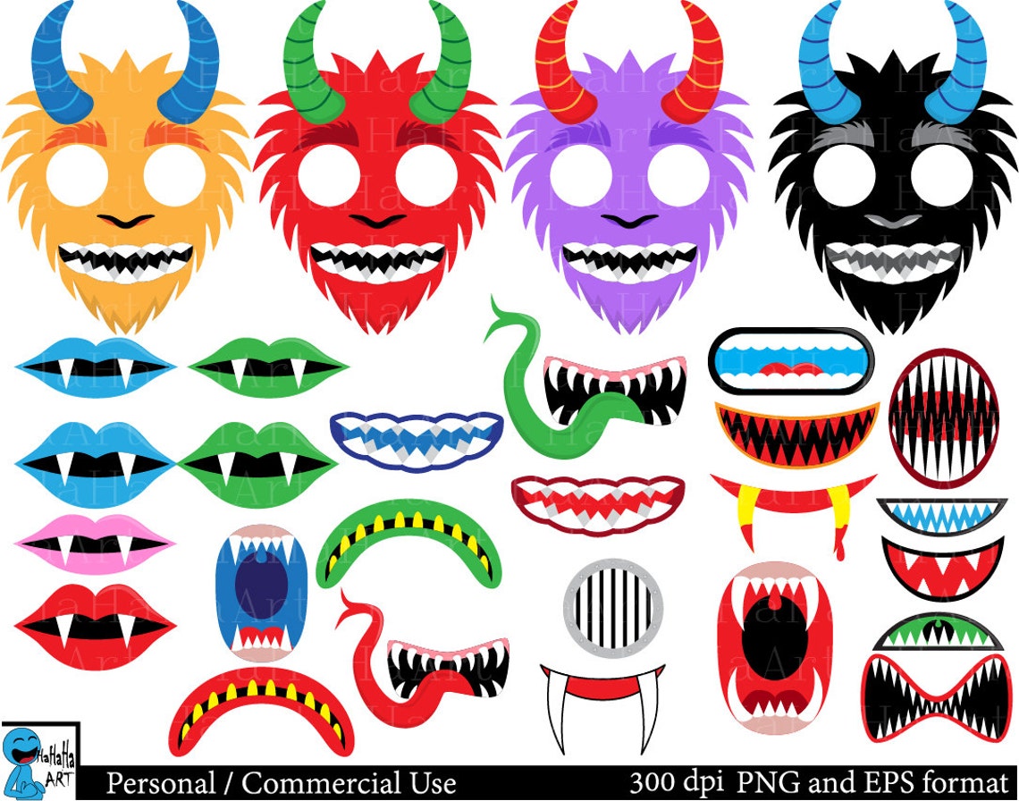Monster Props Set Clipart Digital Clip Art Graphics - Etsy