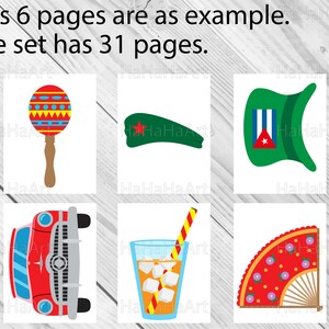 Cuba Photo Booth Props Clipart: Cuban Party Decorations (digital ...