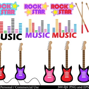Girl Rock Star Set Clipart - Digital Clip Art Graphics Personal ...