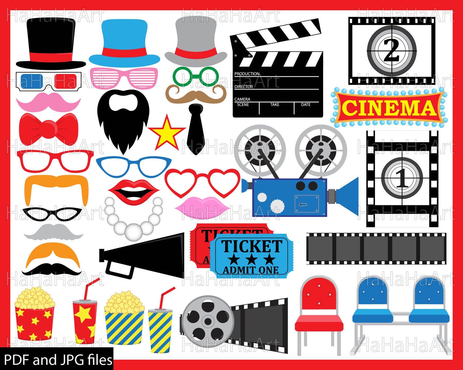 Cinema Props Prop PDF and JPG Digital graphic design clipart | Etsy