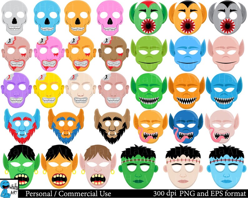 Scary Monsters Props Set Clipart Digital Clip Art | Etsy