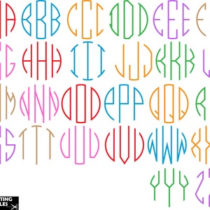 Color Slim Three Letter Alphabet Cutting Files Svg Jpg Dxf Eps Digital ...