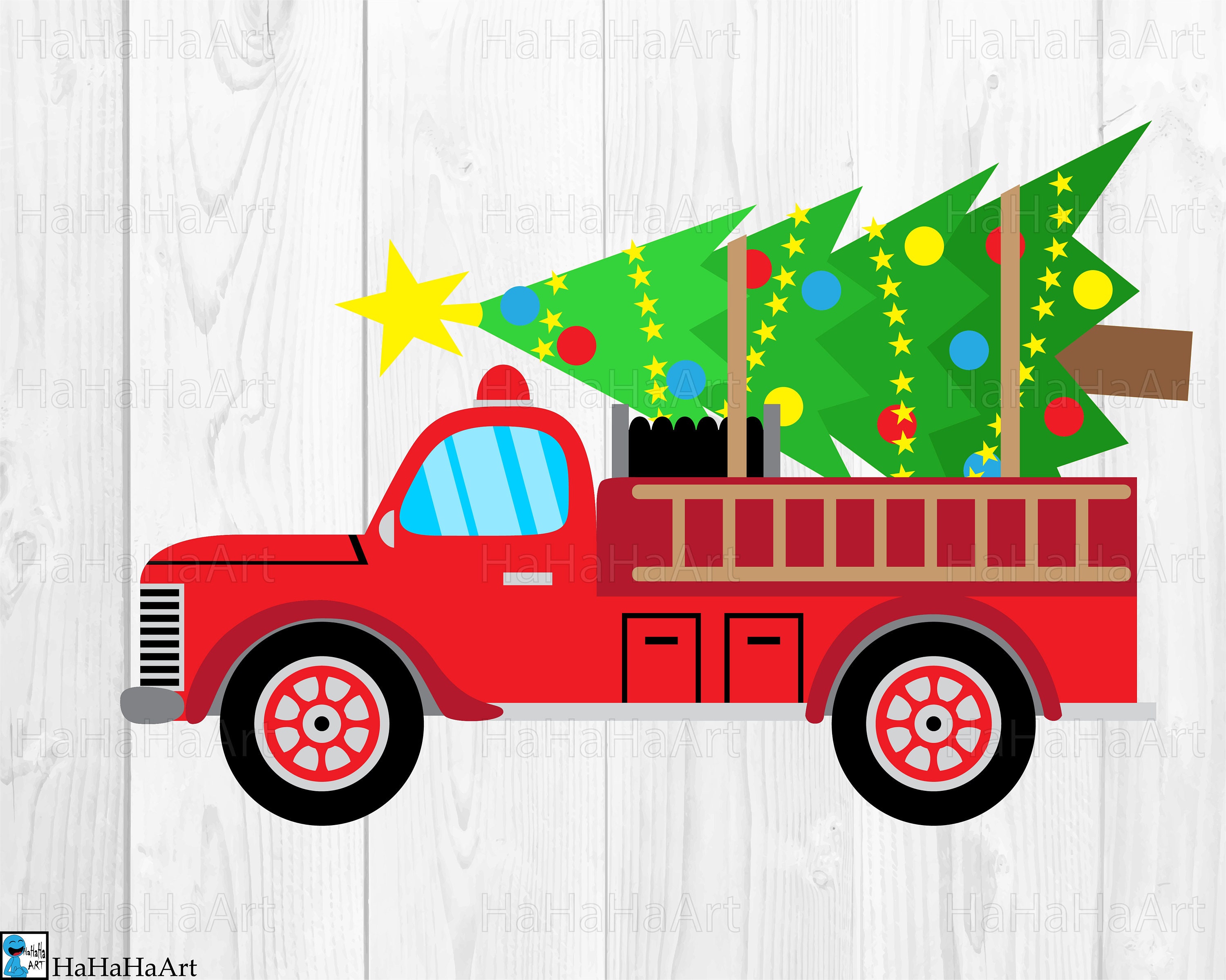 Christmas Firetruck - Clipart / Cutting Files Svg Png Jpg Dxf Eps ...