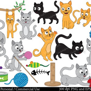 Cute Cats Set Clipart Digital Clip Art Graphics, Personal, Commercial ...