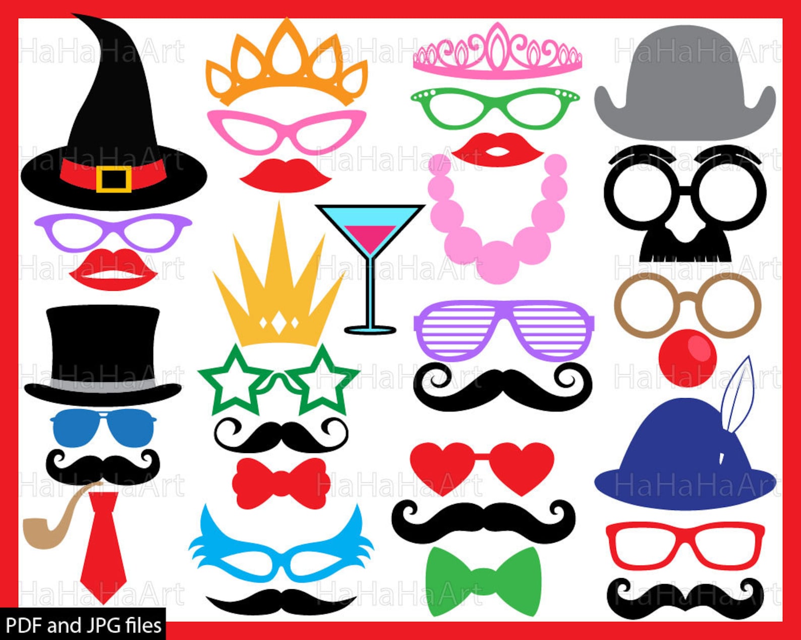 Party Booth Props Clipart PDF JPG Digital Graphic Design | Etsy