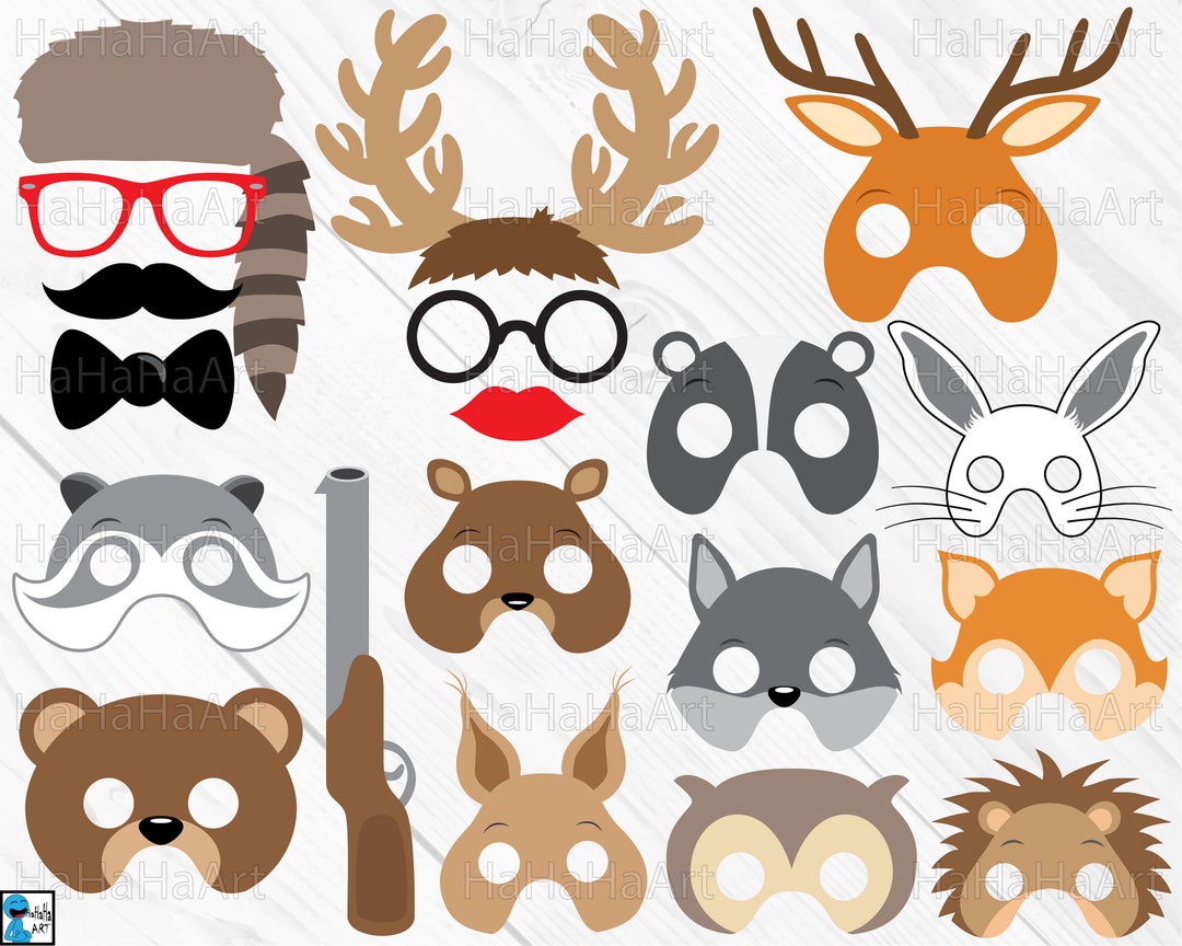 Woodland Animal Photo Booth Props: Clipart & Cutting Files (digital ...