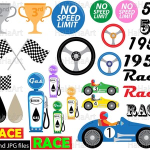 50s Race Car Props V1 - Clipart PDF JPG Digital Graphic Design ...