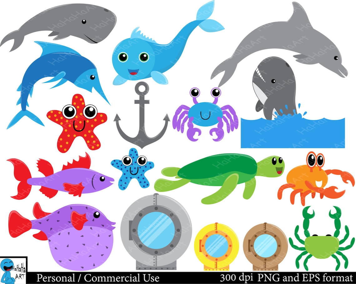 Under the Sea Set 2 Clipart Digital Clip Art Graphics - Etsy