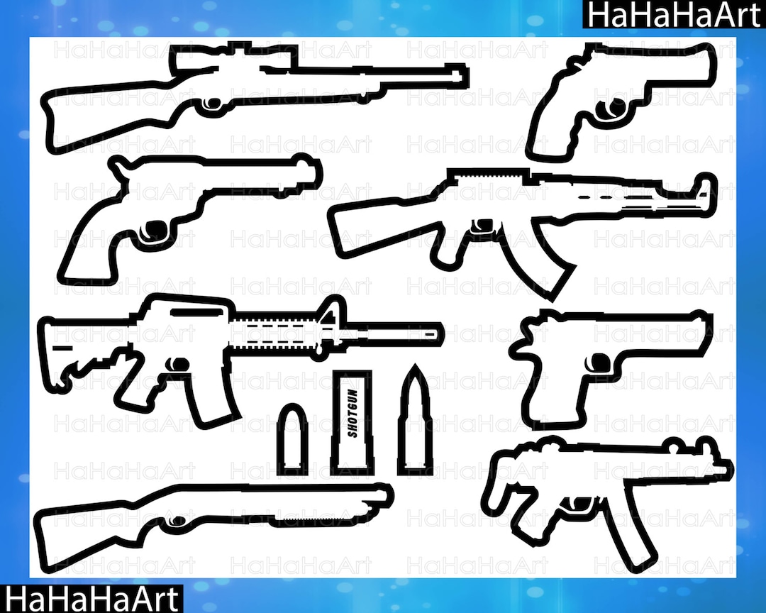 Guns Monogram Outline - Cutting Files Svg Png Jpg Eps Dxf Digital ...