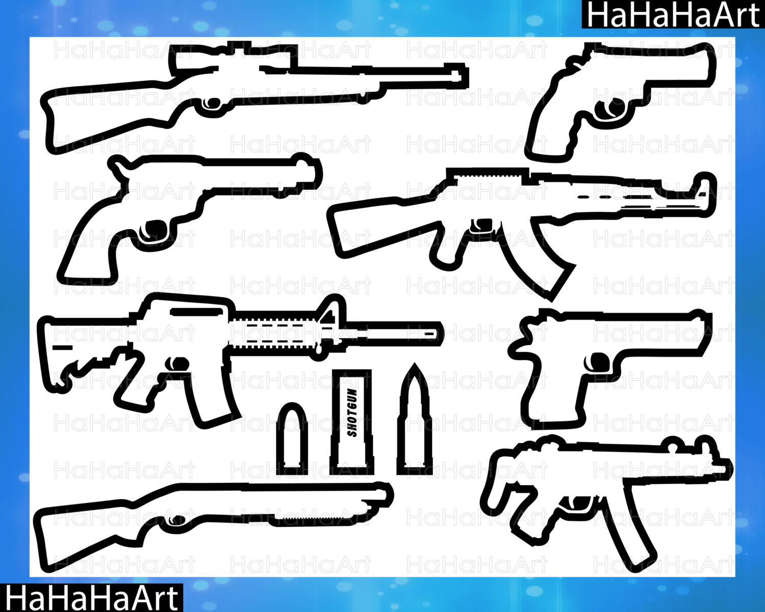 Guns Monogram Outline - Cutting Files Svg Png Jpg Eps Dxf Digital ...