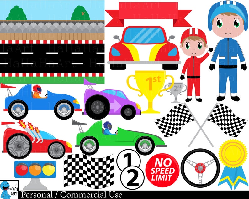 Race Cars V2 Digital Clipart Clip Art Graphics Personal - Etsy Singapore