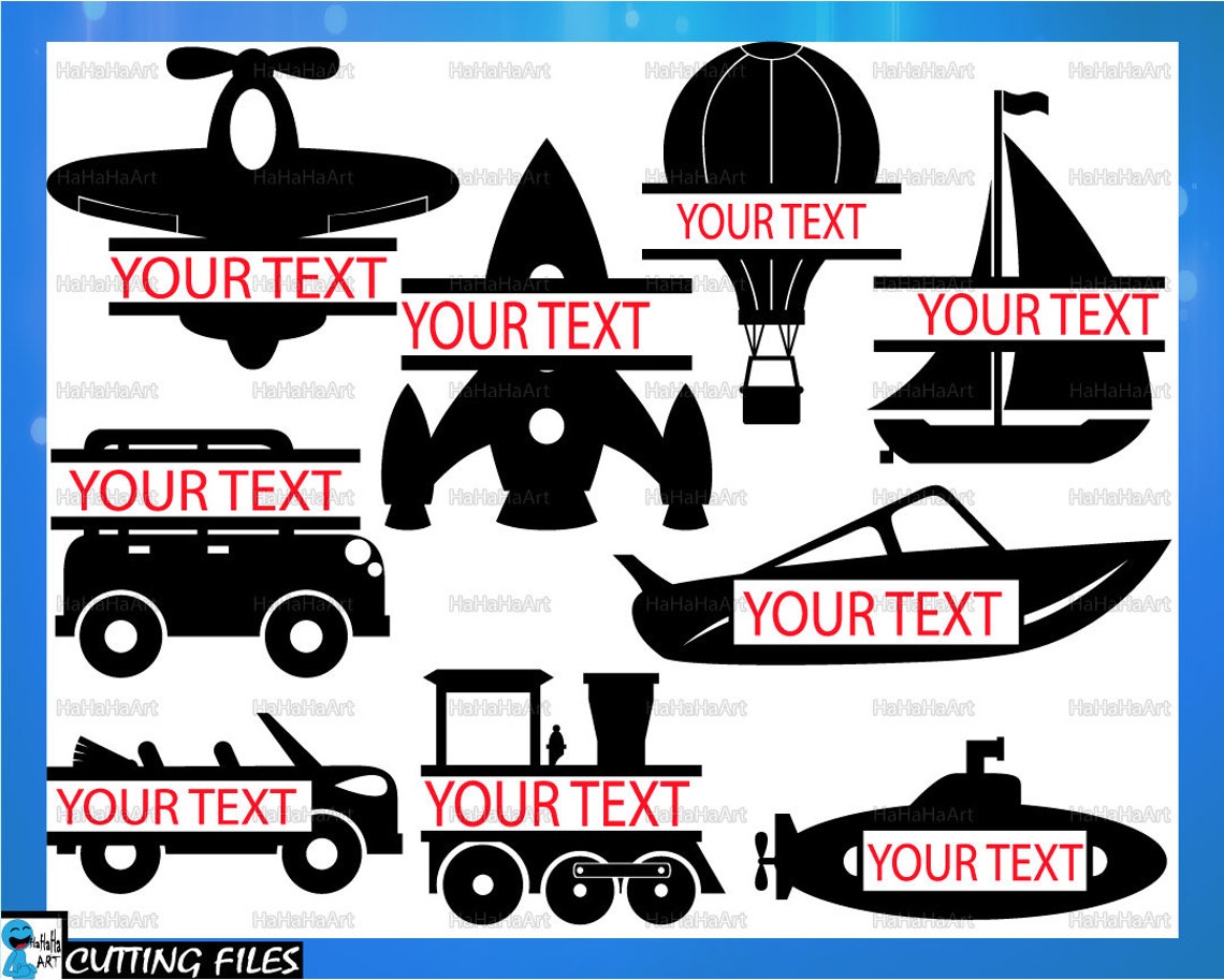 Split Transportation Monogram V1 Black - Cutting Files Svg Png Jpg Eps ...