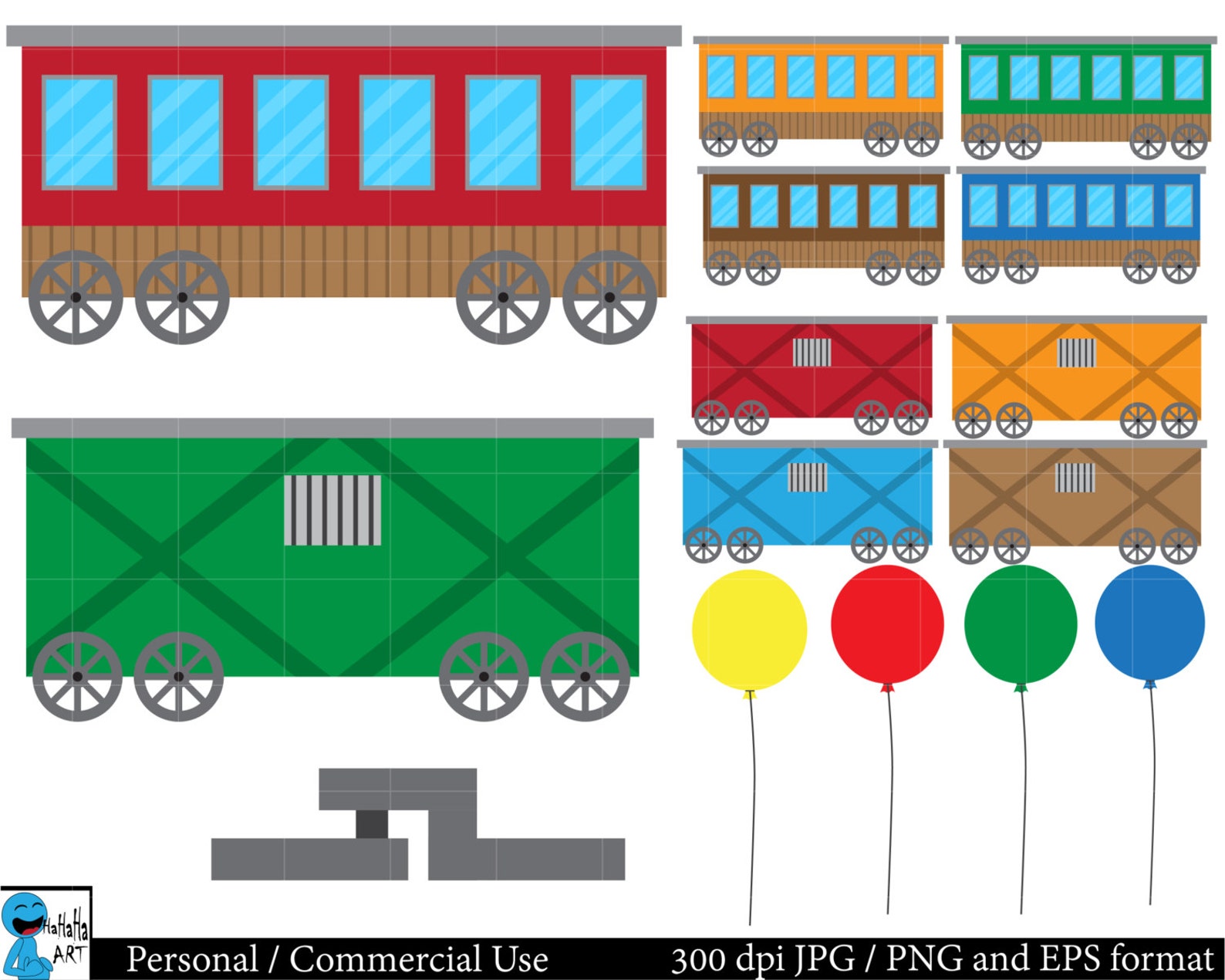 Birthday Train Set Clipart Digital Clip Art Graphics - Etsy