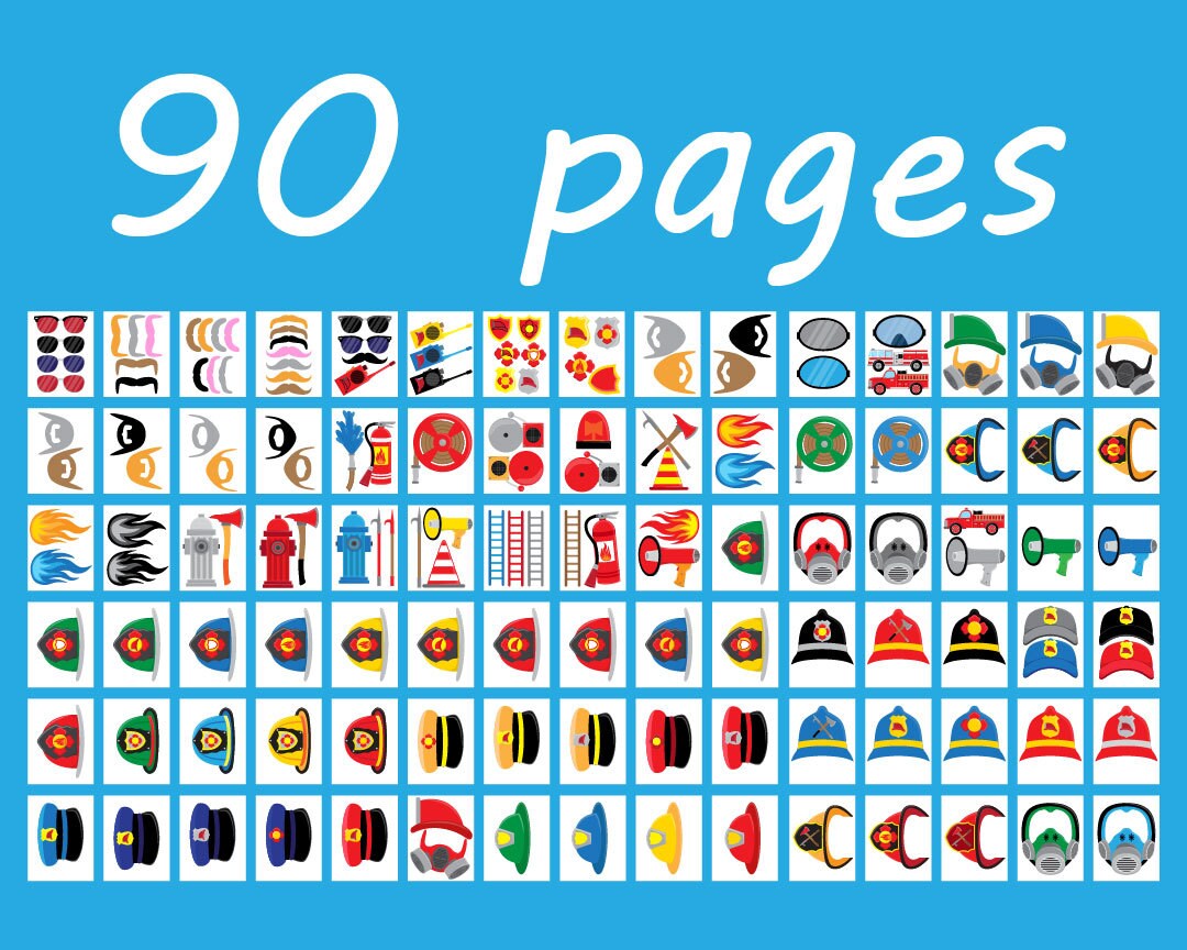 Fireman Props - Clipart PDF JPG Digital Graphic Design Commercial Use ...