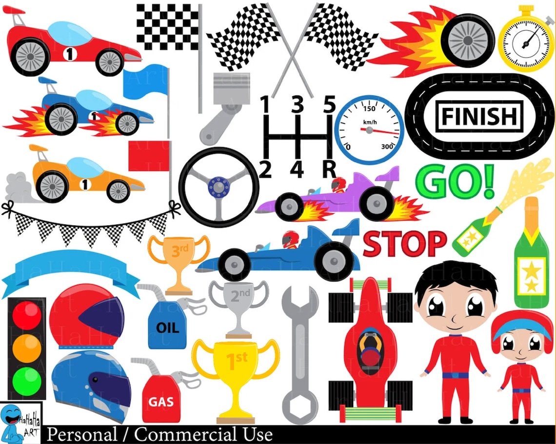 Race Cars Clipart: Racing Graphics, 102 Images (digital Download) - Etsy