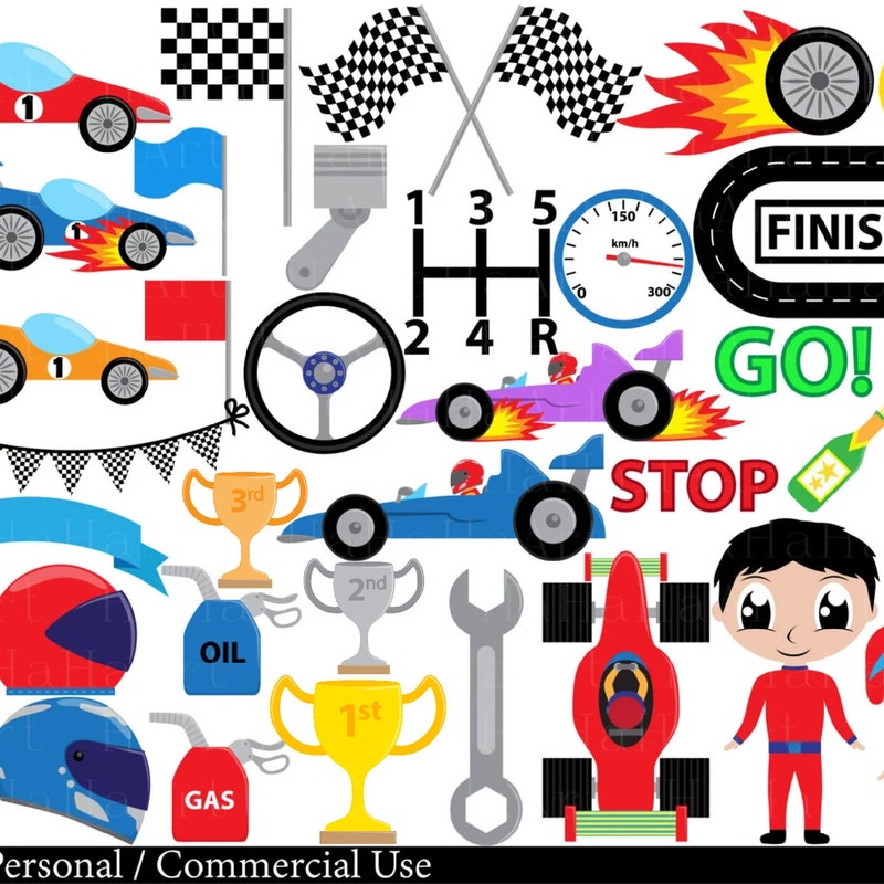 Race Cars Clip Art - Etsy