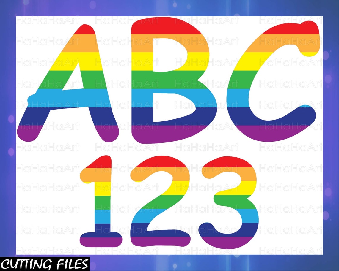 Rainbow Font Digital Cutting Files Svg Png Eps Jpg Graphic - Etsy