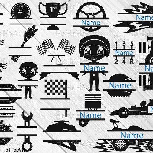 Race Car Split Monogram V1 Clipart / Cutting Files Svg Png | Etsy Singapore