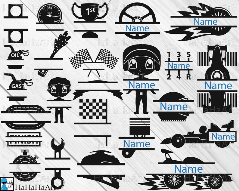 Race Car Split Monogram V1 Clipart / Cutting Files Svg Png - Etsy