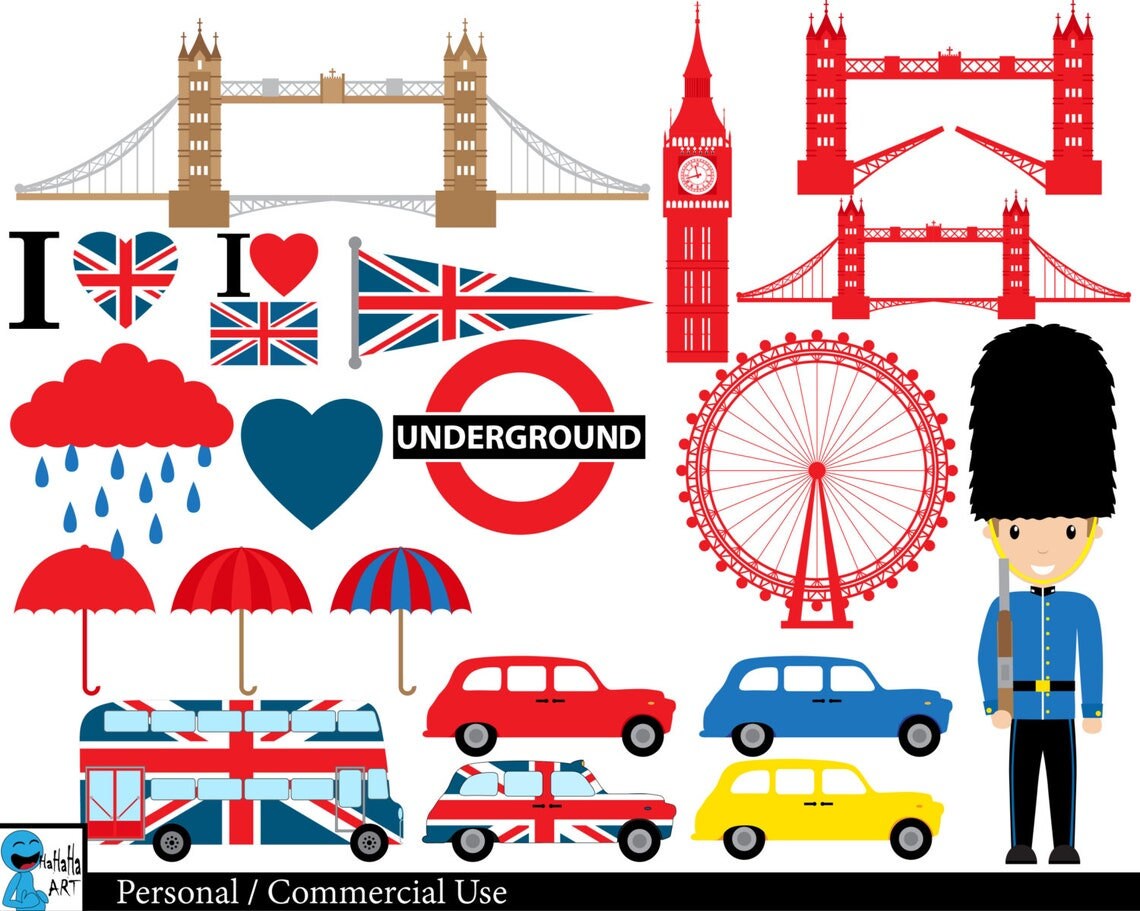 London UK Set Clipart Digital Clip Art Graphics Personal | Etsy