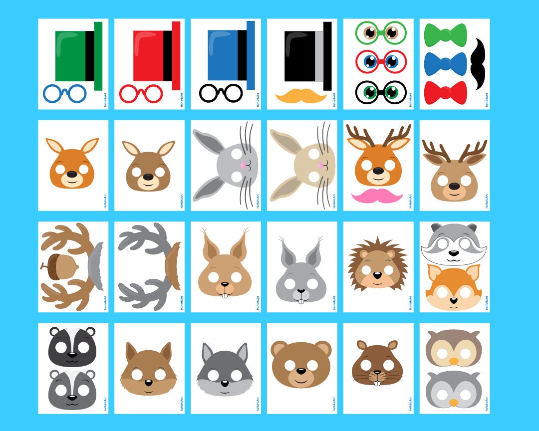 Forest Animal Masks: Photo Booth Props (PDF & JPG) - Etsy