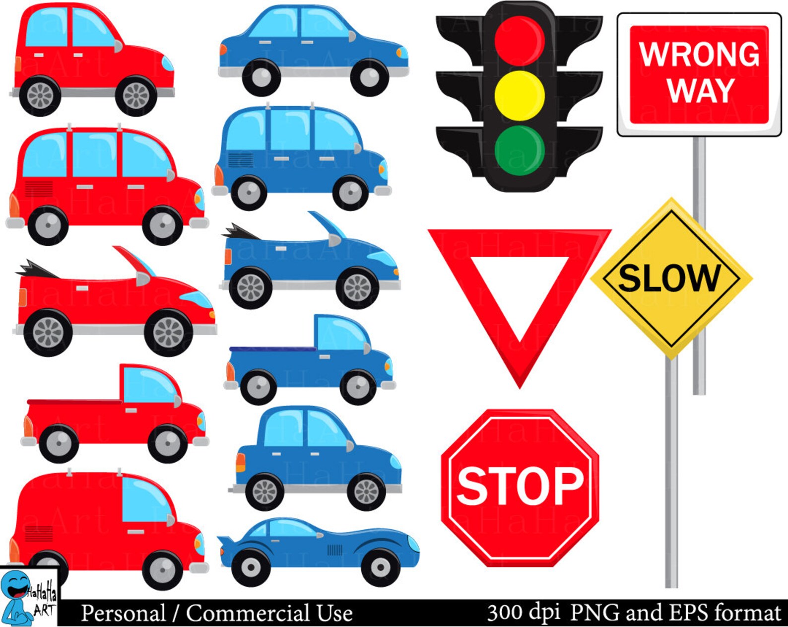 Cute Cars - Set Clipart - Digital Clip Art Graphics, Personal ...