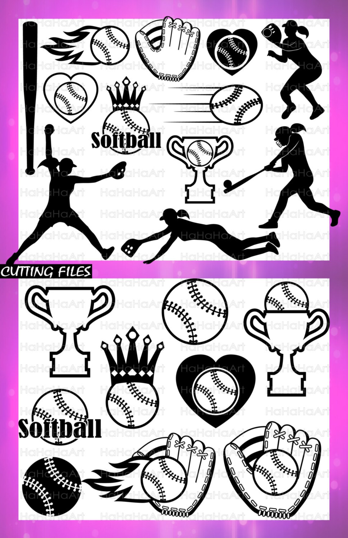 Play Softball Monogram Cutting Files Svg Png Jpg Eps Dxf | Etsy