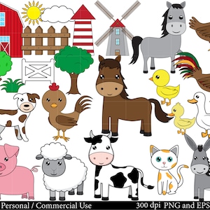 Farm Animals Set Clipart - Digital Clip Art Graphics, Personal ...