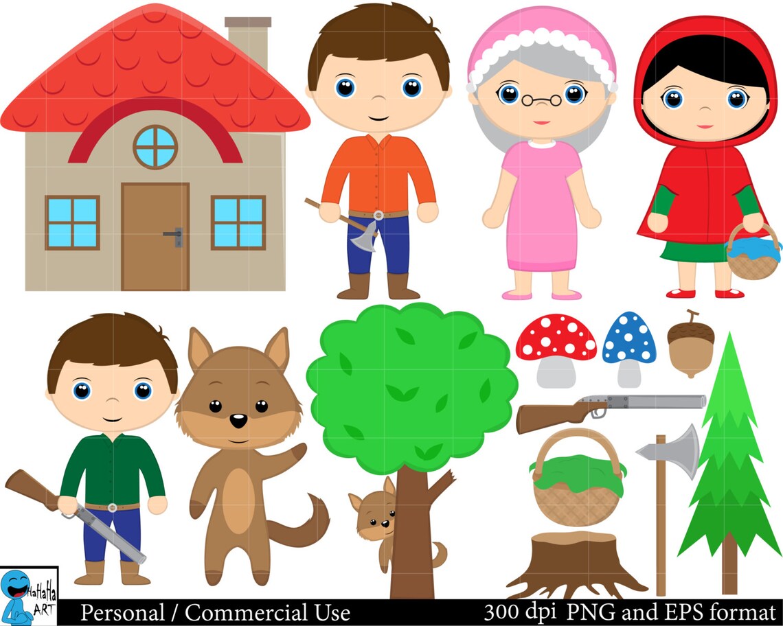 Little Red Riding Hood Set Clipart Digital Clip Art Graphics - Etsy