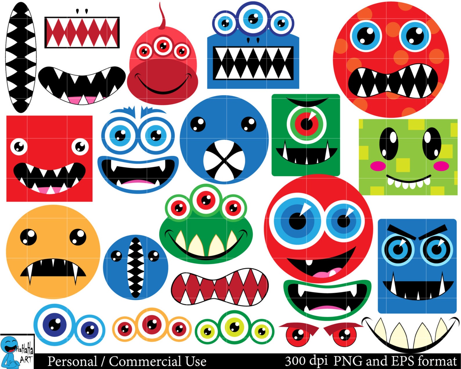 Monsters Set Clipart Digital Clip Art Graphics Personal - Etsy