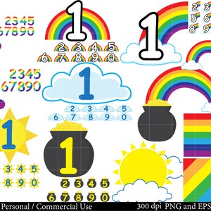 Rainbow Numbers Clipart - Digital Clip Art Graphics, Personal ...