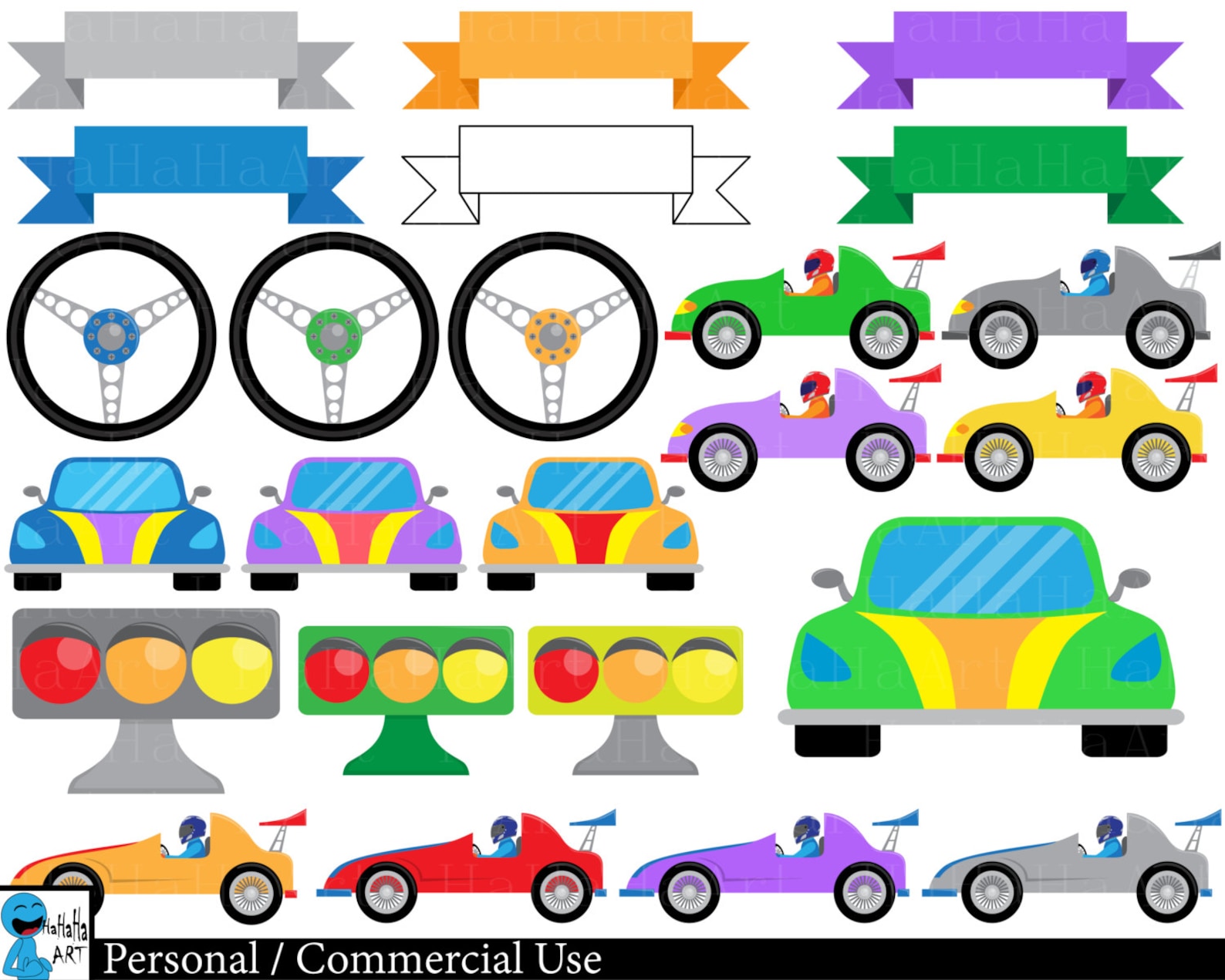 Race Cars V2 Digital Clipart Clip Art Graphics Personal | Etsy