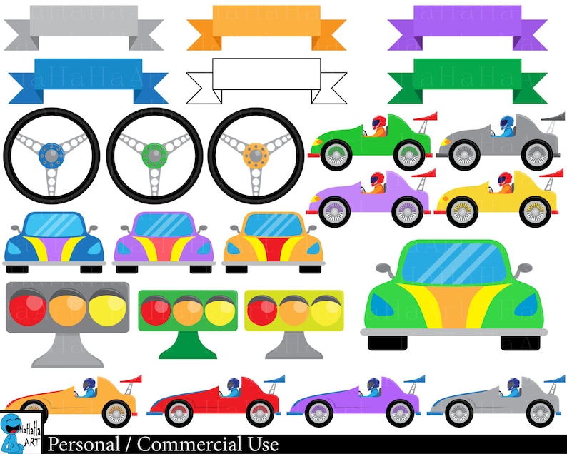 Race Cars V2 - Digital Clipart, Clip Art Graphics, Personal Use ...