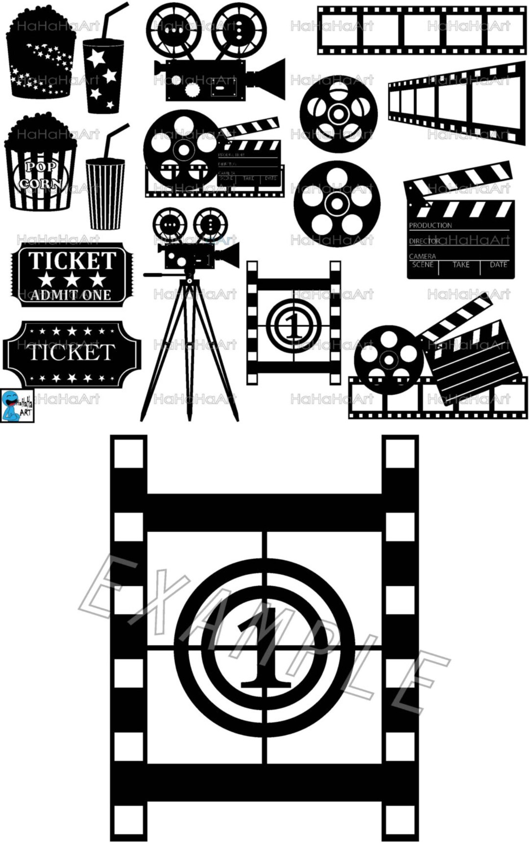 Cinema Monogram - Cutting Files Svg Png Jpg Eps Dxf Digital Graphic ...