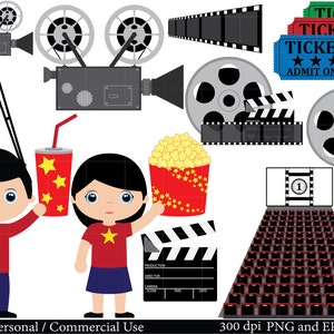 Cinema Set Clipart Digital Clip Art Graphics Personal Commercial Use 63 ...