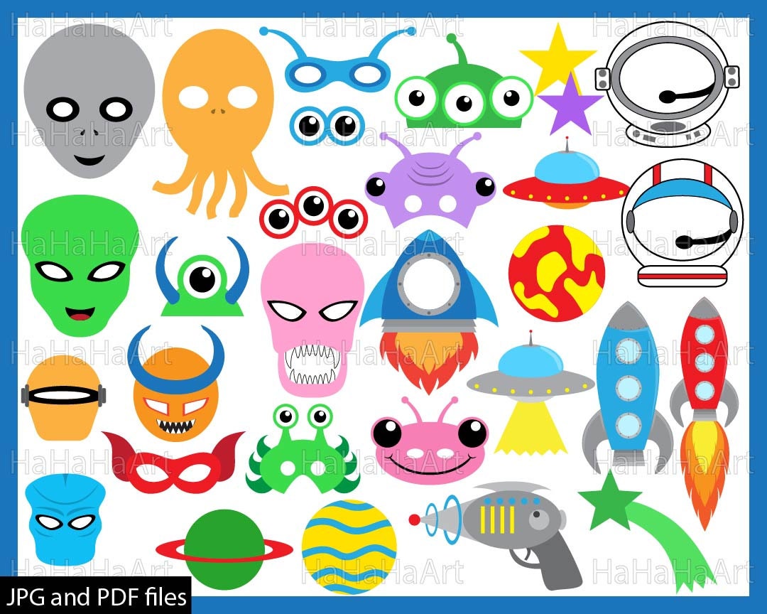 Alien Props Clipart PDF JPG Digital Graphic Design Halloween Prop Photo ...
