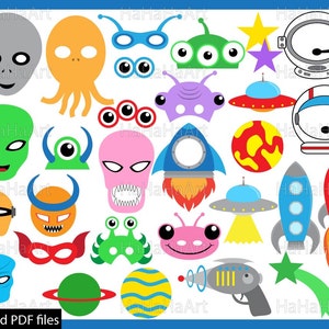 Alien Props Clipart PDF JPG Digital Graphic Design Halloween Prop Photo ...