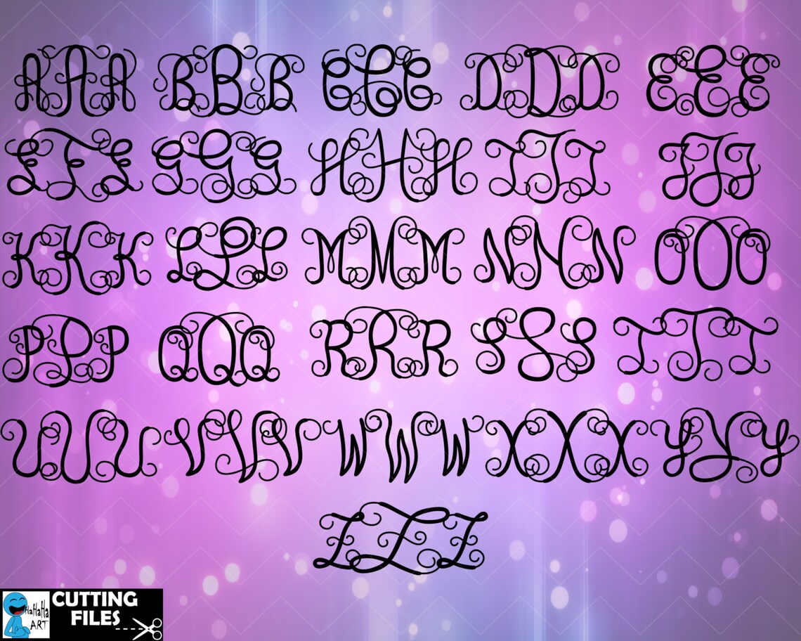 Vine Monogram Alphabet V1 Digital Cutting Files Svg Png Jpg - Etsy