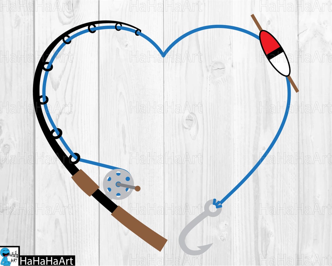 Heart Fishing Rod - Clipart / Cutting Files Svg Png Jpg Dxf Digital ...