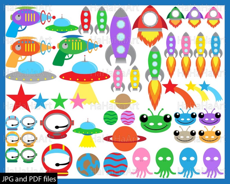 Alien Props Clipart PDF JPG Digital Graphic Design | Etsy