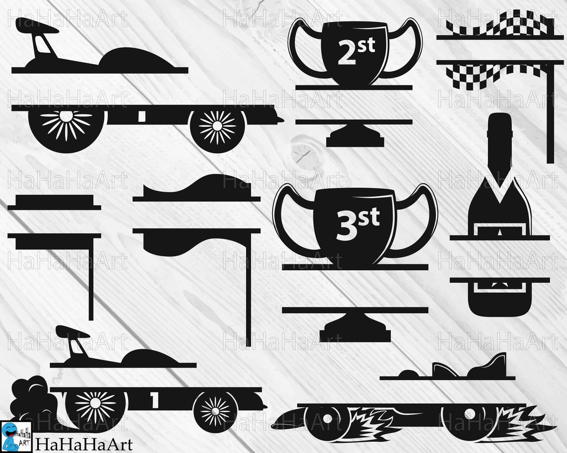 Race Car Split Monogram V1 Clipart / Cutting Files svg png | Etsy