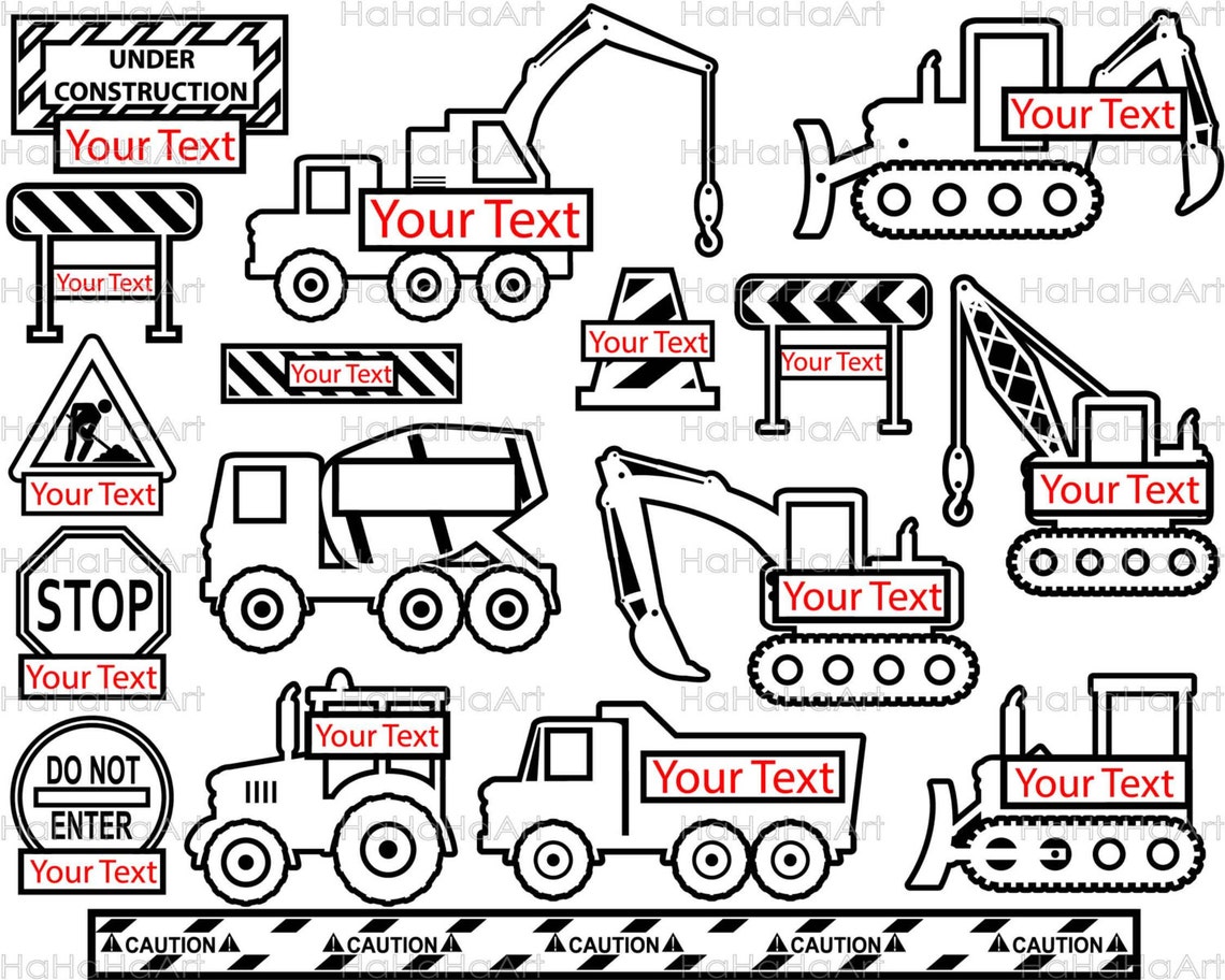 Split Construction Monogram Black Cutting Files Svg Png Jpg | Etsy