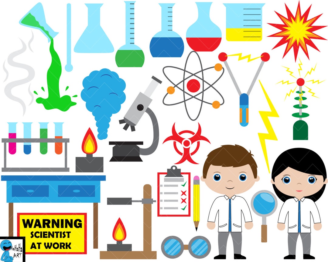 Cool Scientist and Laboratory - Set Clipart - Digital Clip Art Graphics ...