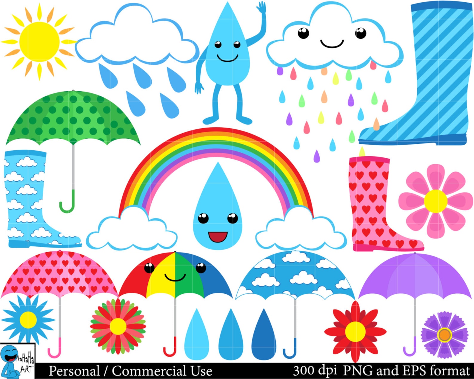 Rain Set Clipart - Digital Clip Art Graphics, Personal, Commercial Use ...