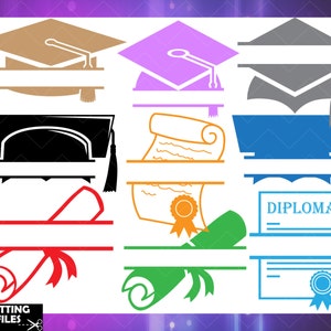 Split Monogram Graduation Digital Cutting Files SVG Eps Png Jpg Dxf ...