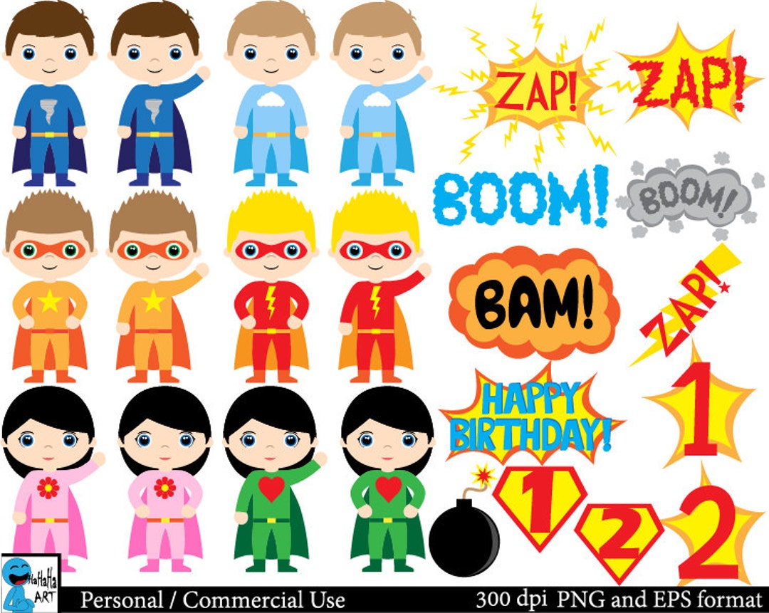 Best Superheroes Set Clipart Digital Clip Art Graphics, Personal ...